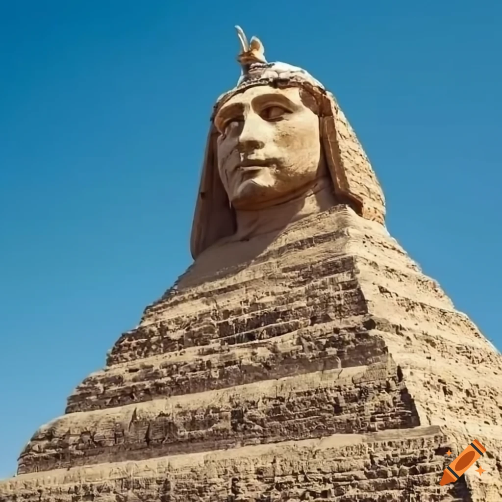 Sculpture of a prince's face on top of a pyramid on Craiyon