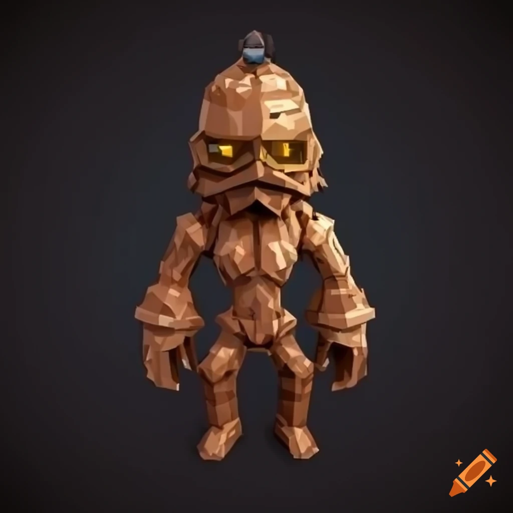 3D low poly steampunk golem on Craiyon