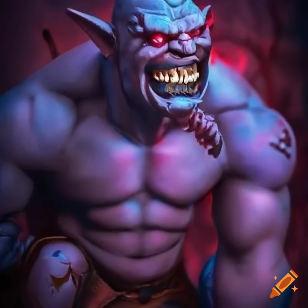 Colorful fantasy ogre with glowing eyes