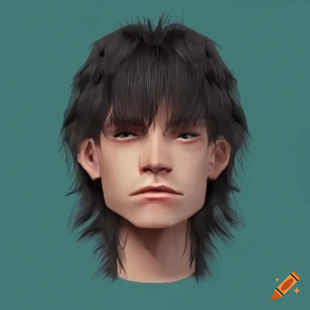 3d low poly character with mullet hair