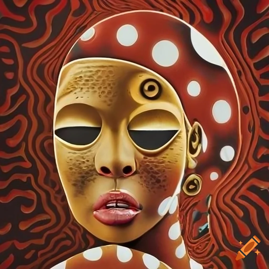 Surreal abstract painting inspired by African tribe with gold, white ...