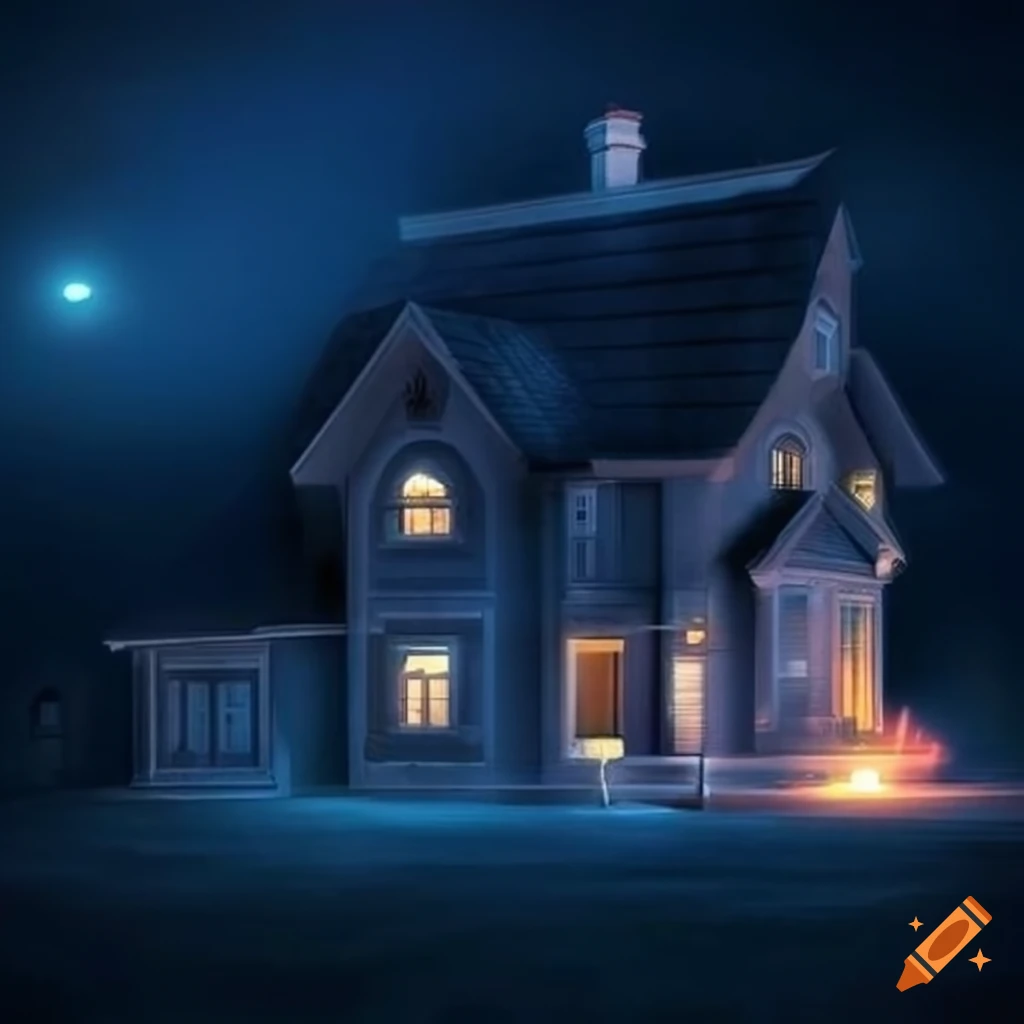 House at night with lovely lighting