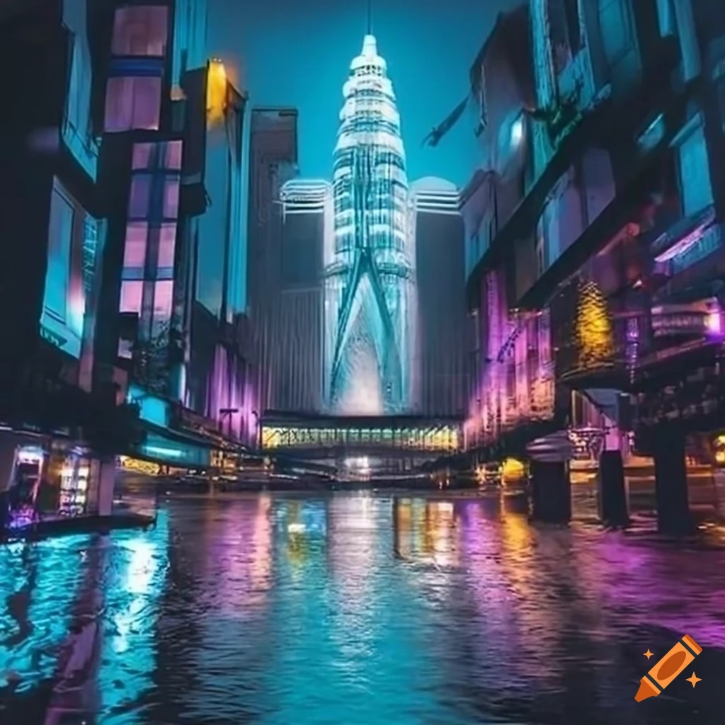 Futuristic cityscape blended with kuala lumpur on Craiyon Futuristic cityscape blended with kuala lumpur on Craiyon