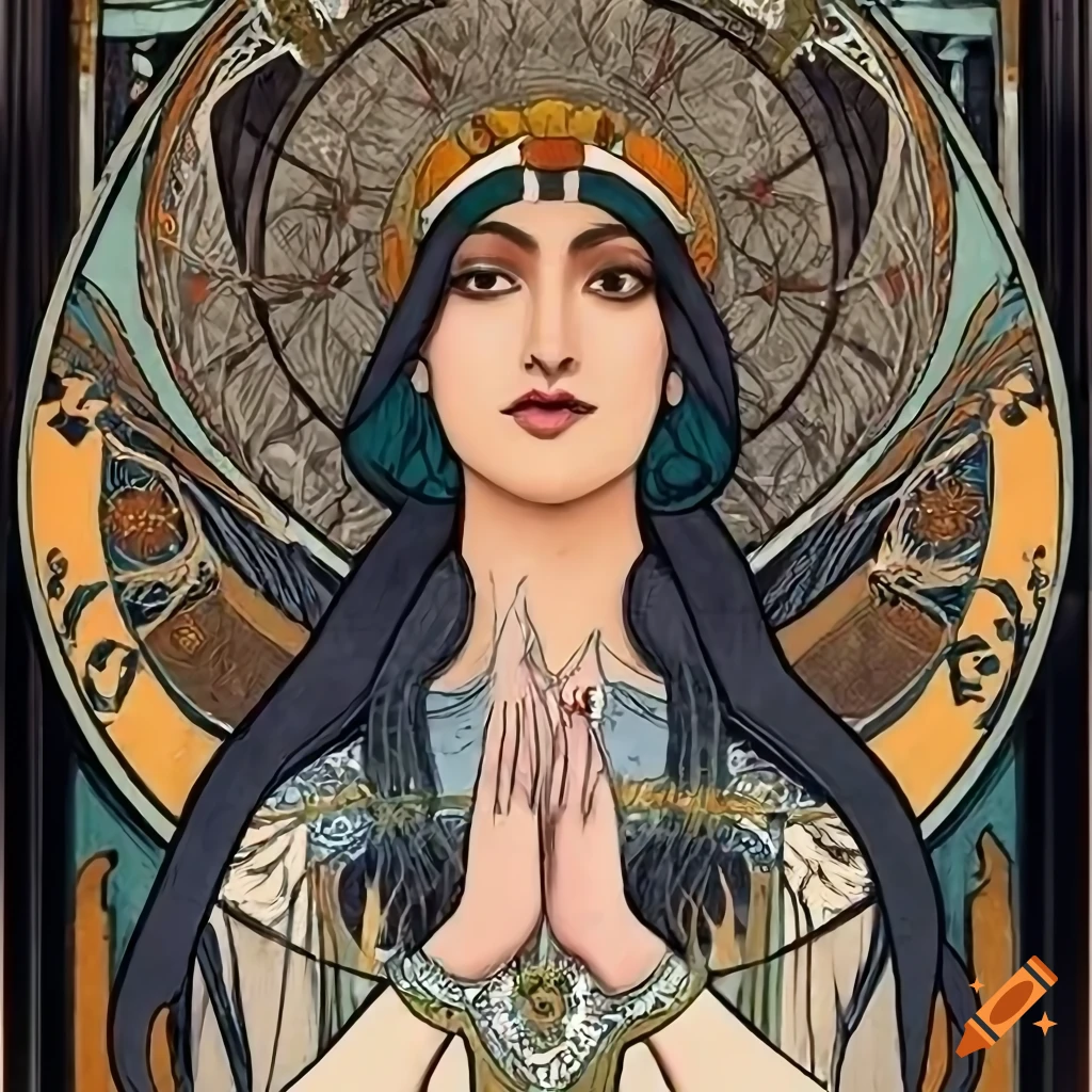 Art nouveau portrait of a persian goddess on Craiyon