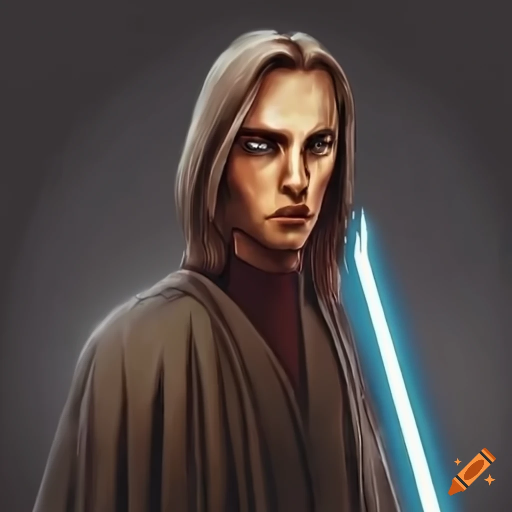 Male jedi knight with lightsaber on Craiyon