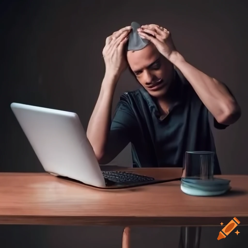 Stressed programmer working on his computer on Craiyon