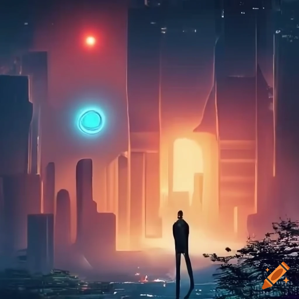 Artistic depiction of ai taking over cities