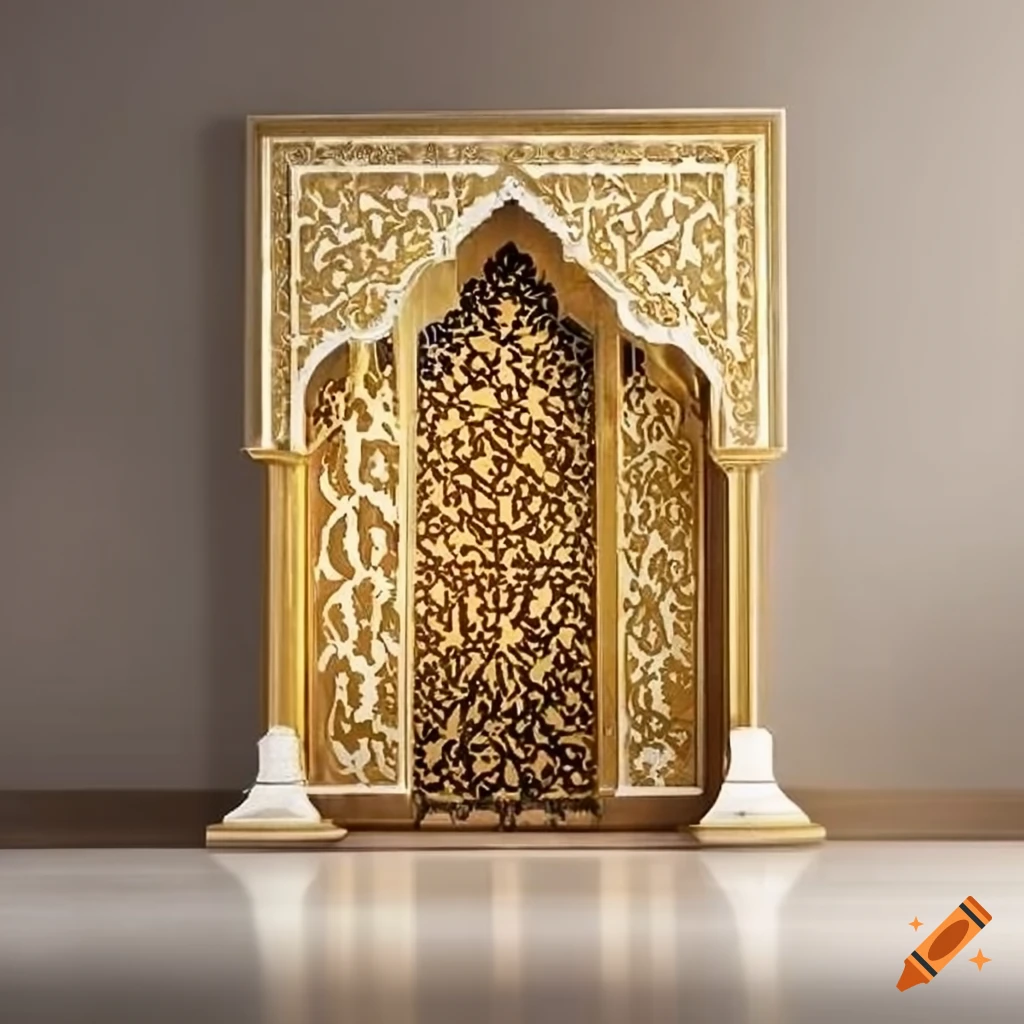 Golden and marbled entrance altar in islamic style on Craiyon