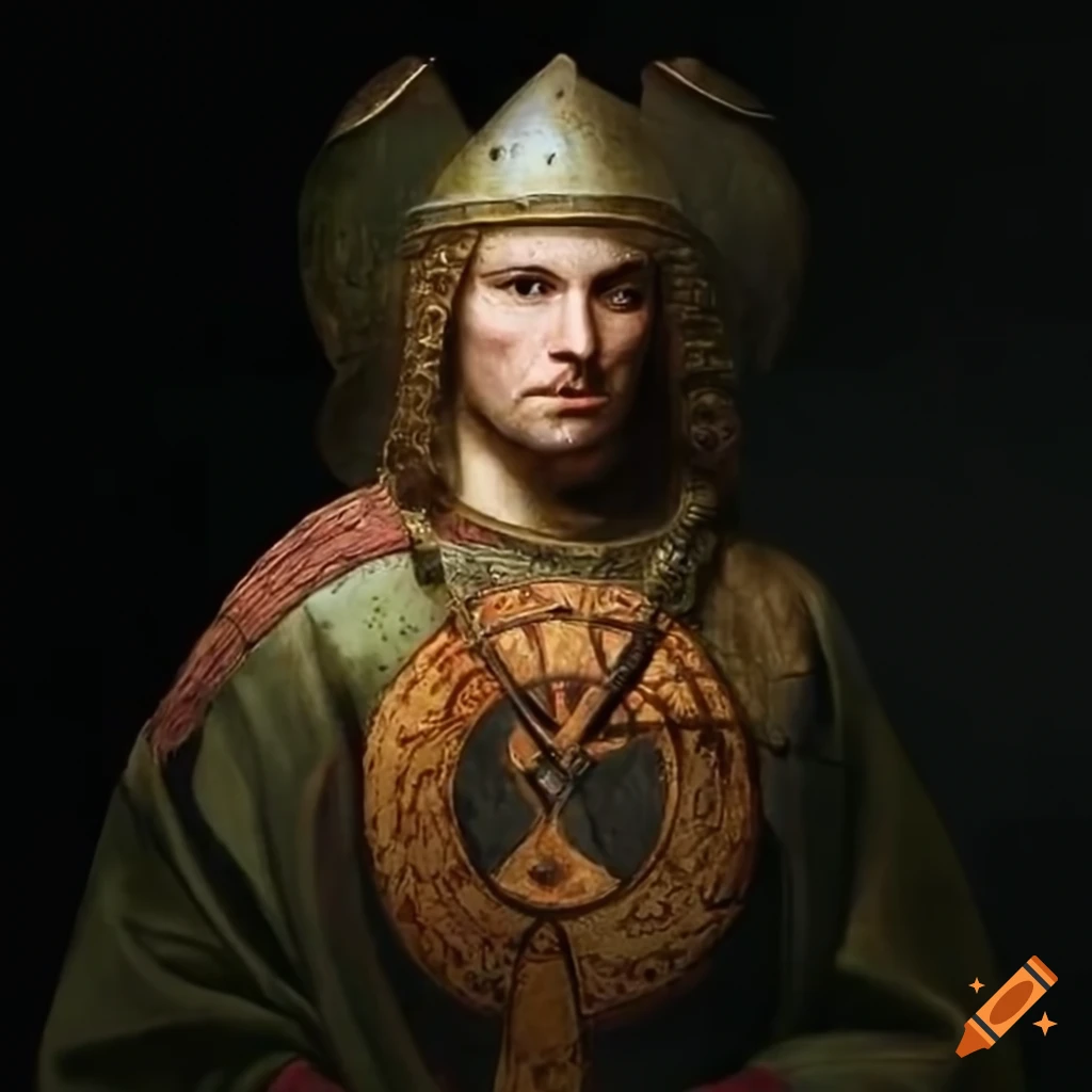 Portrait of a pagan warrior king from 9th century on Craiyon