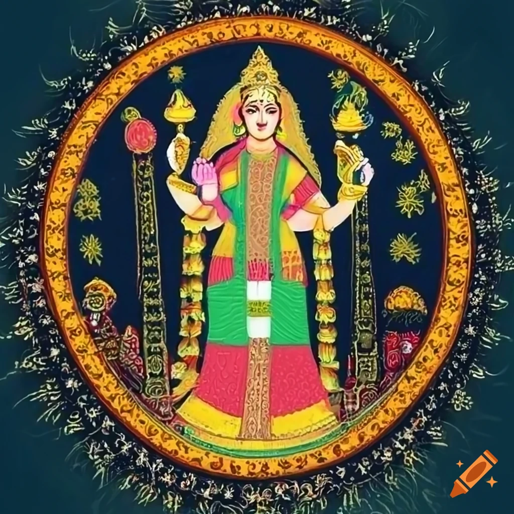 Thangka art style of ambe mata during navratri on Craiyon