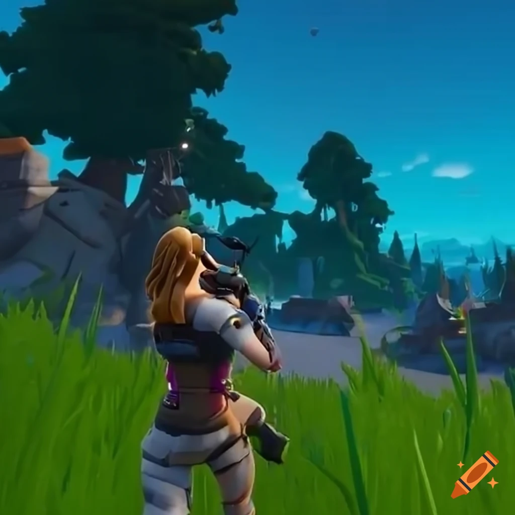 Fortnite map with exciting adventures and battles on Craiyon