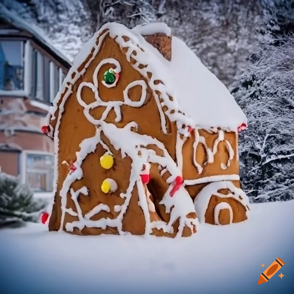 Snowy gingerbread house town
