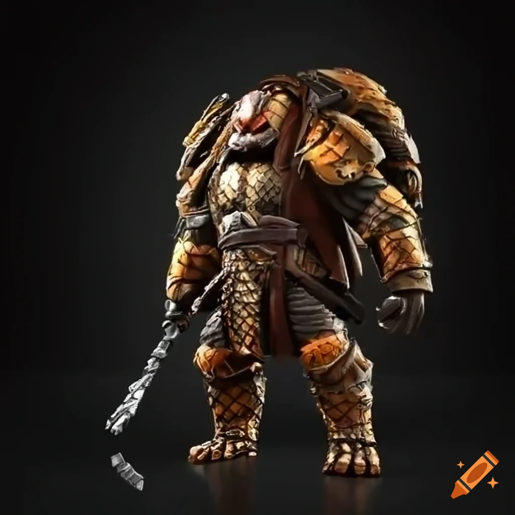 Illustration of a heavily armored dwarf character on Craiyon