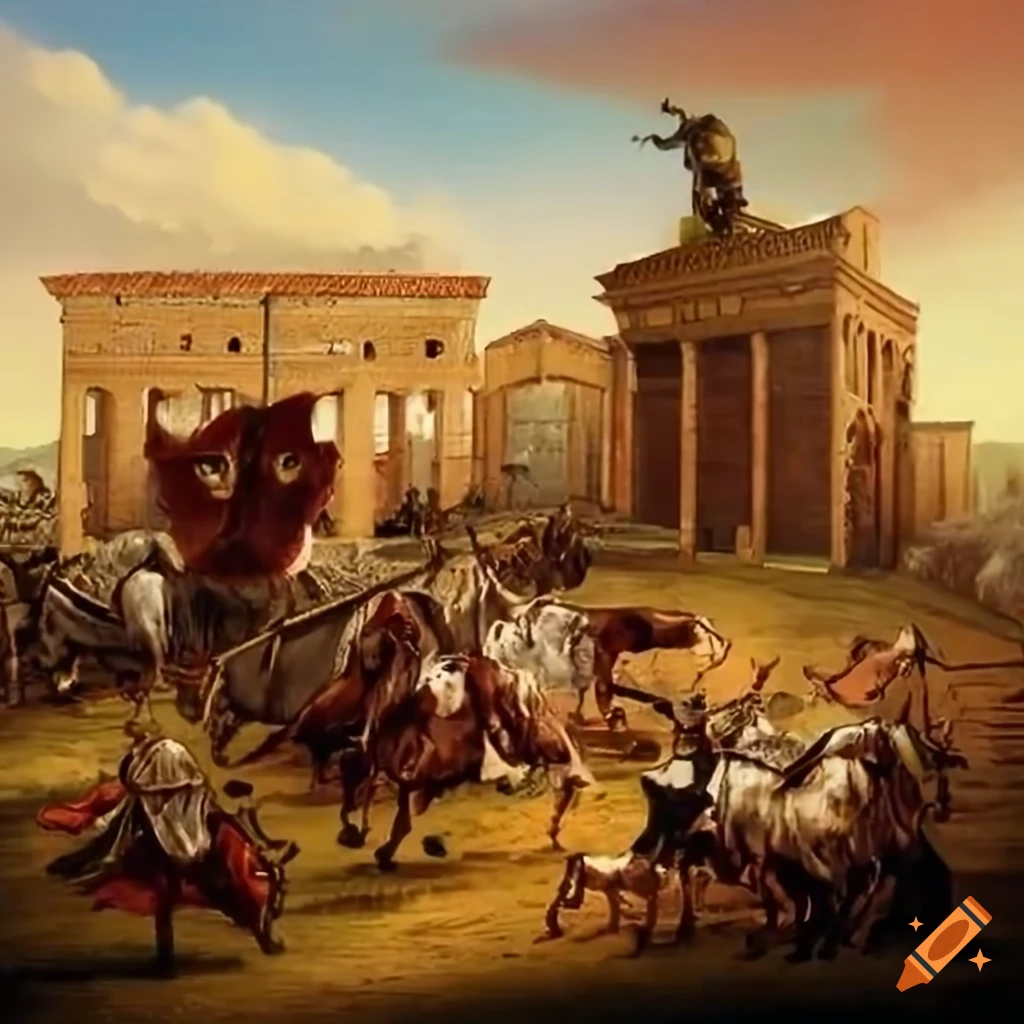 Hannibal barca crossing the alps with elephants, historical art on Craiyon