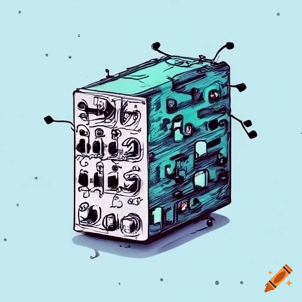 Hand-drawn schematic of an analogue amplifier on Craiyon