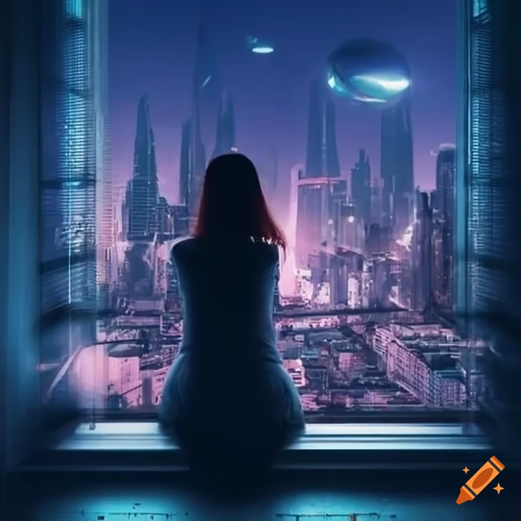 View of the cityscape from the top of a tower on Craiyon