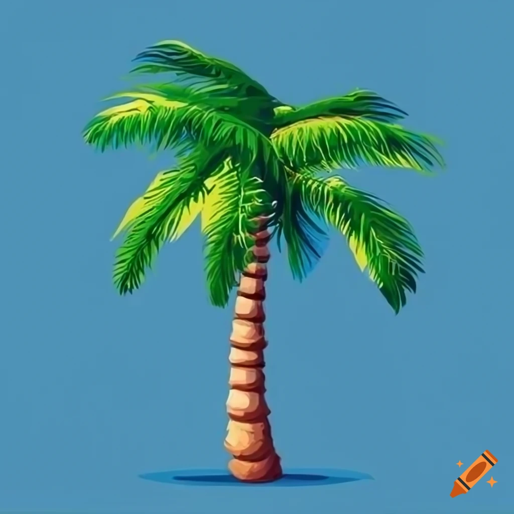 Cartoon palm tree on a colorful background