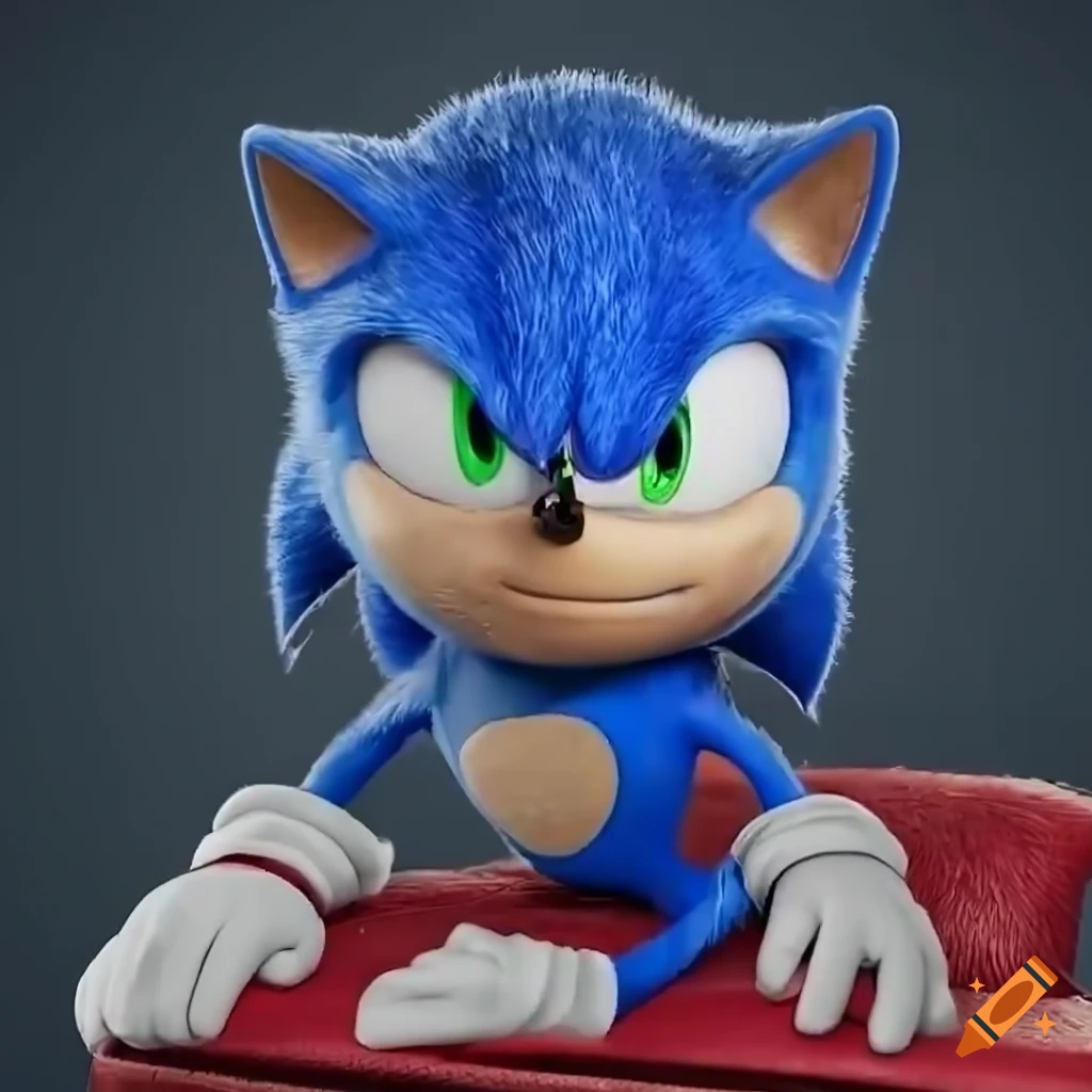 CGI image of Sonic the Hedgehog from the Sonic movie on Craiyon