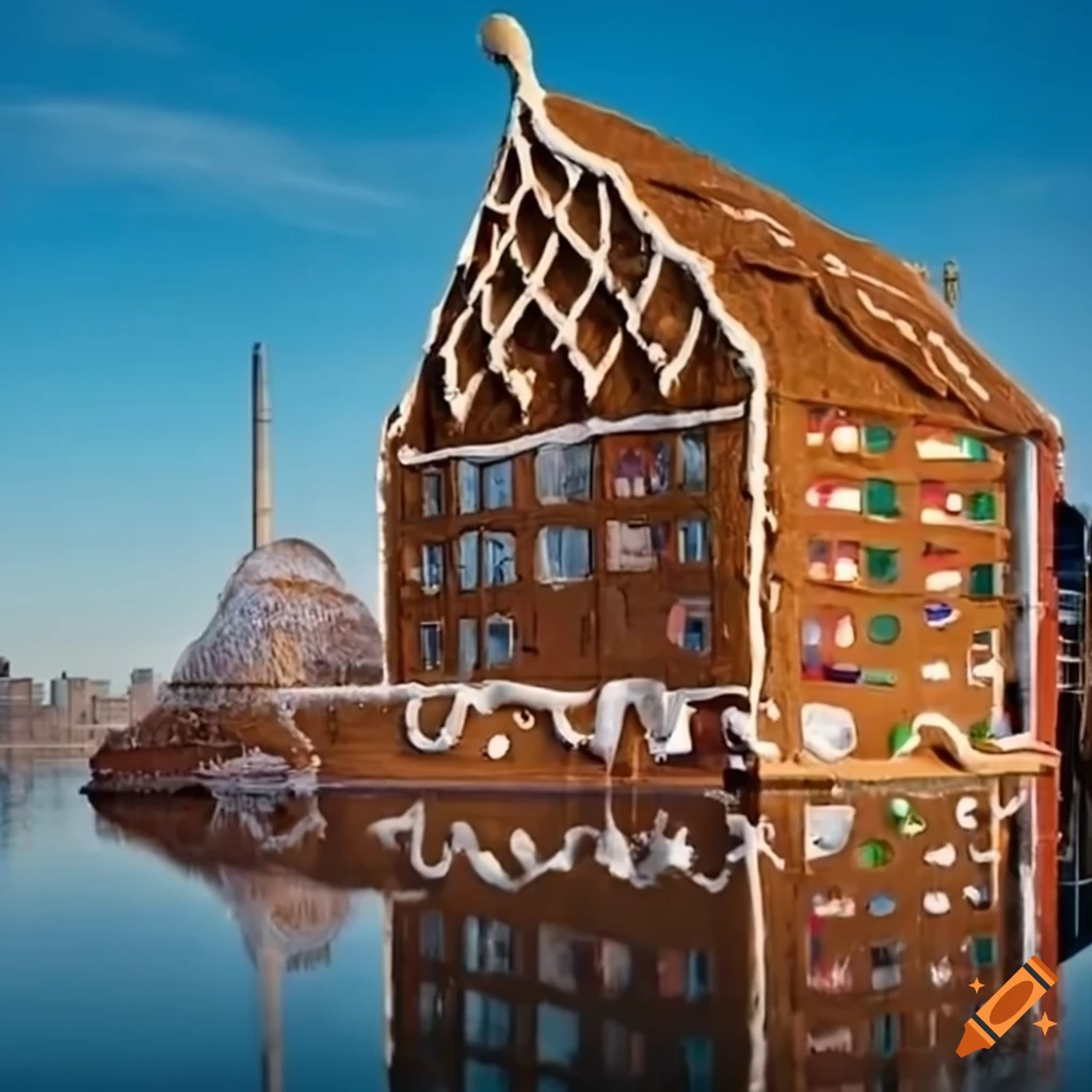 Gingerbread factory by the water