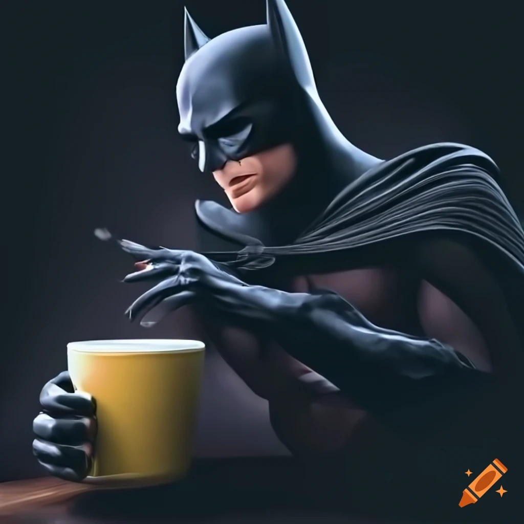 3d art of batman relaxing with a drink and smoking on Craiyon