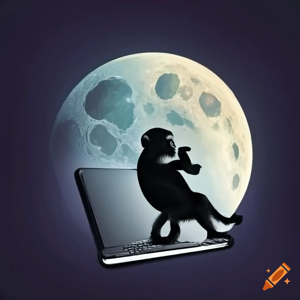 Monkey working on a laptop in space on Craiyon