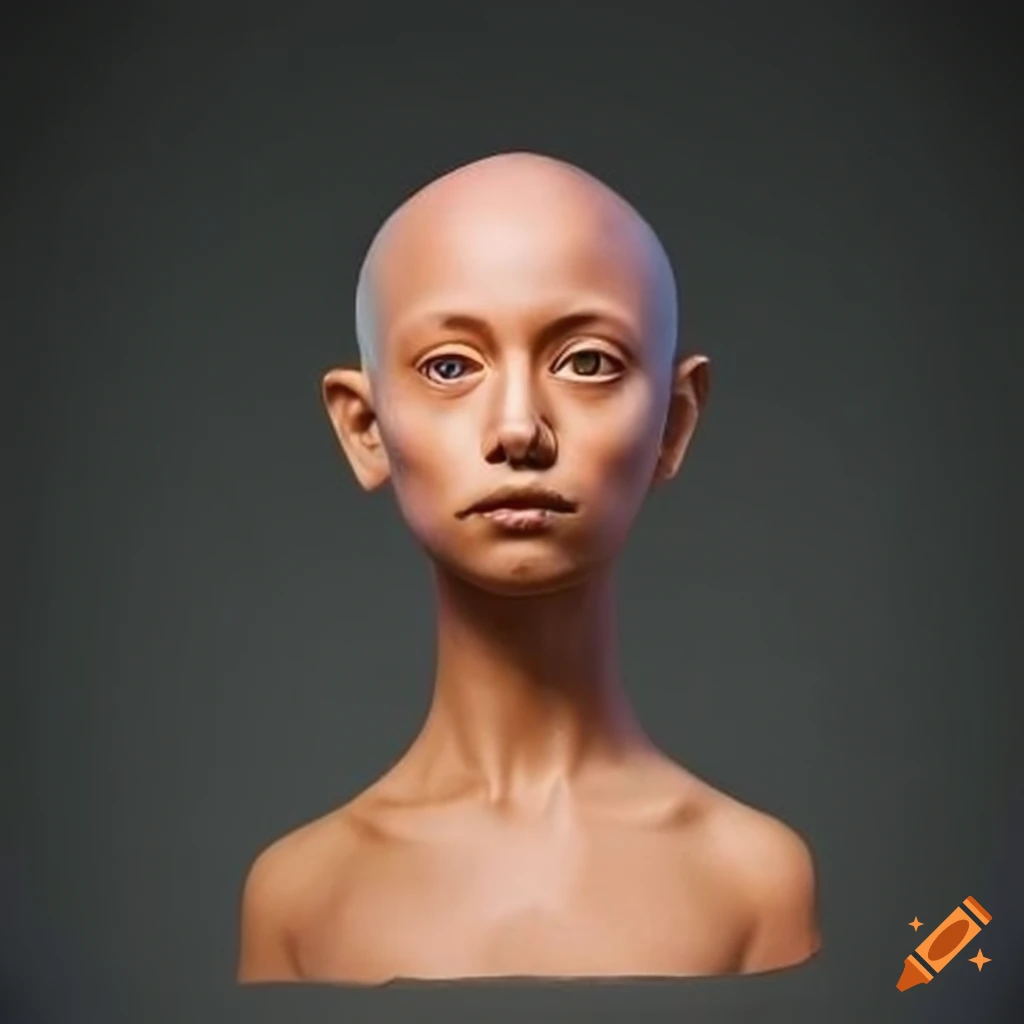 Sculpture of a bald indian girl