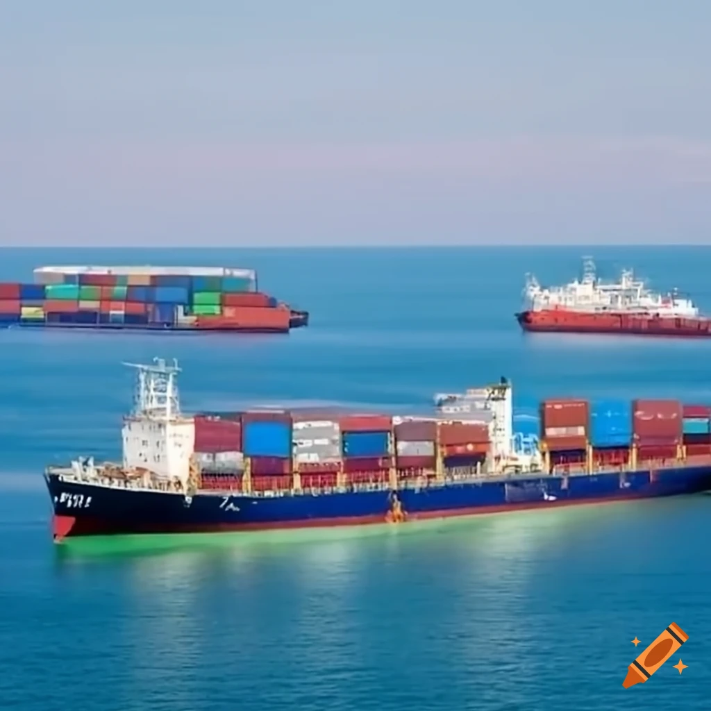 Fleet of container ships on Craiyon