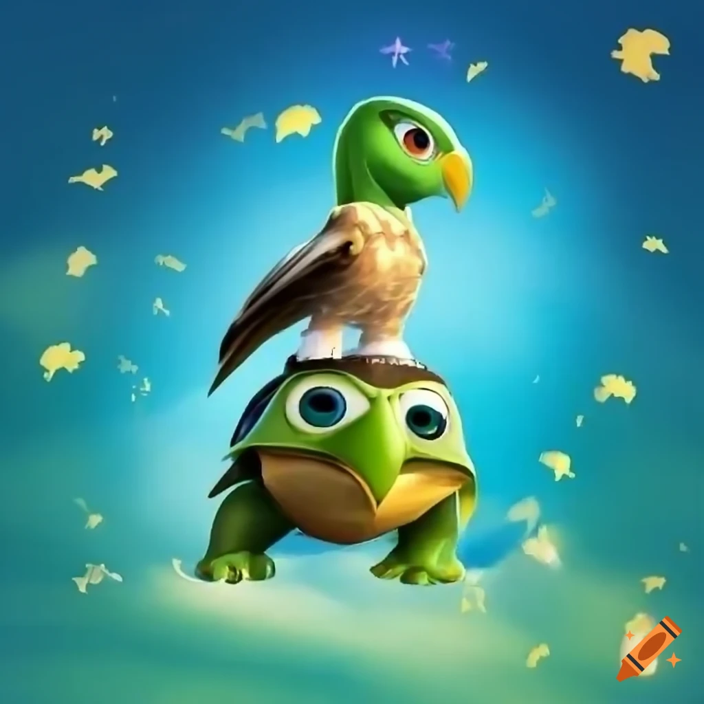 Low poly turtle with a sky blue cape on Craiyon