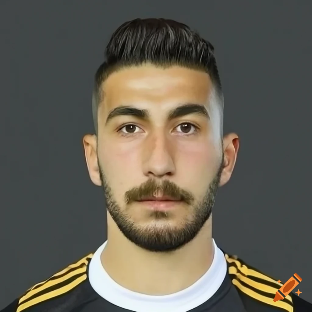 Close-up photo of Ilkay, a Turkish soccer player with a skin fade ...