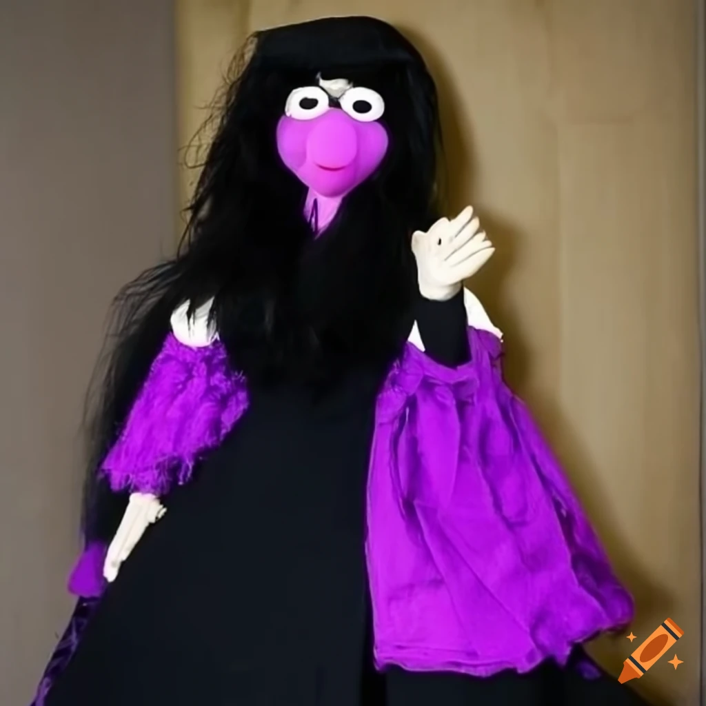 Intimidating muppet queen with dark attire on Craiyon