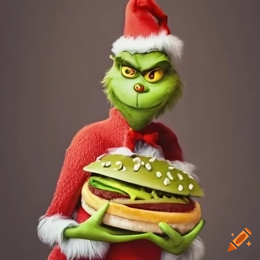 Image of the Grinch stealing a burger on Craiyon