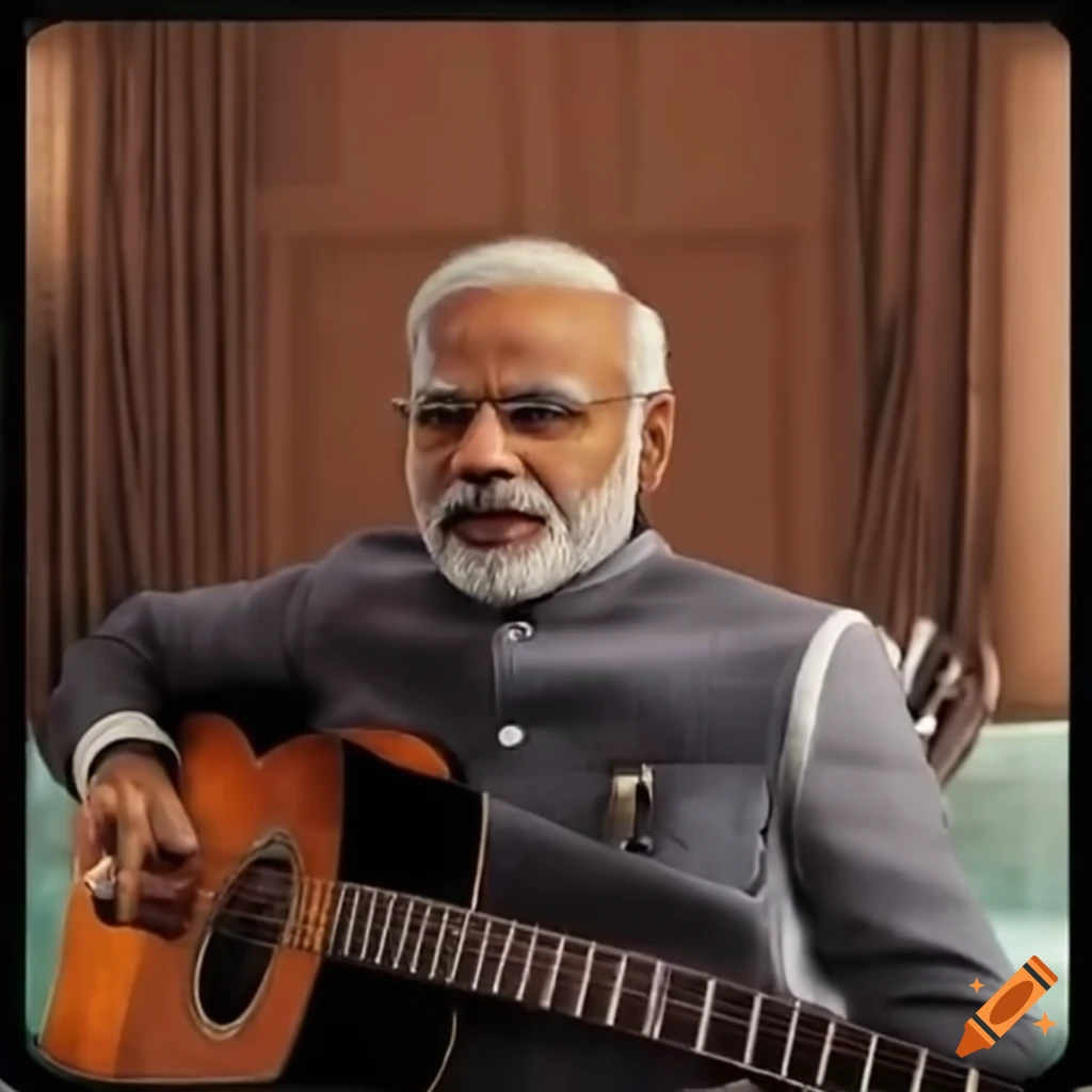 Image of modi with guitar and headphones on Craiyon