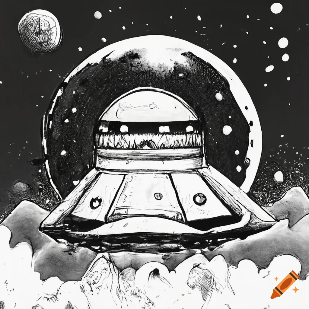 Vintage space comics in ink style on Craiyon