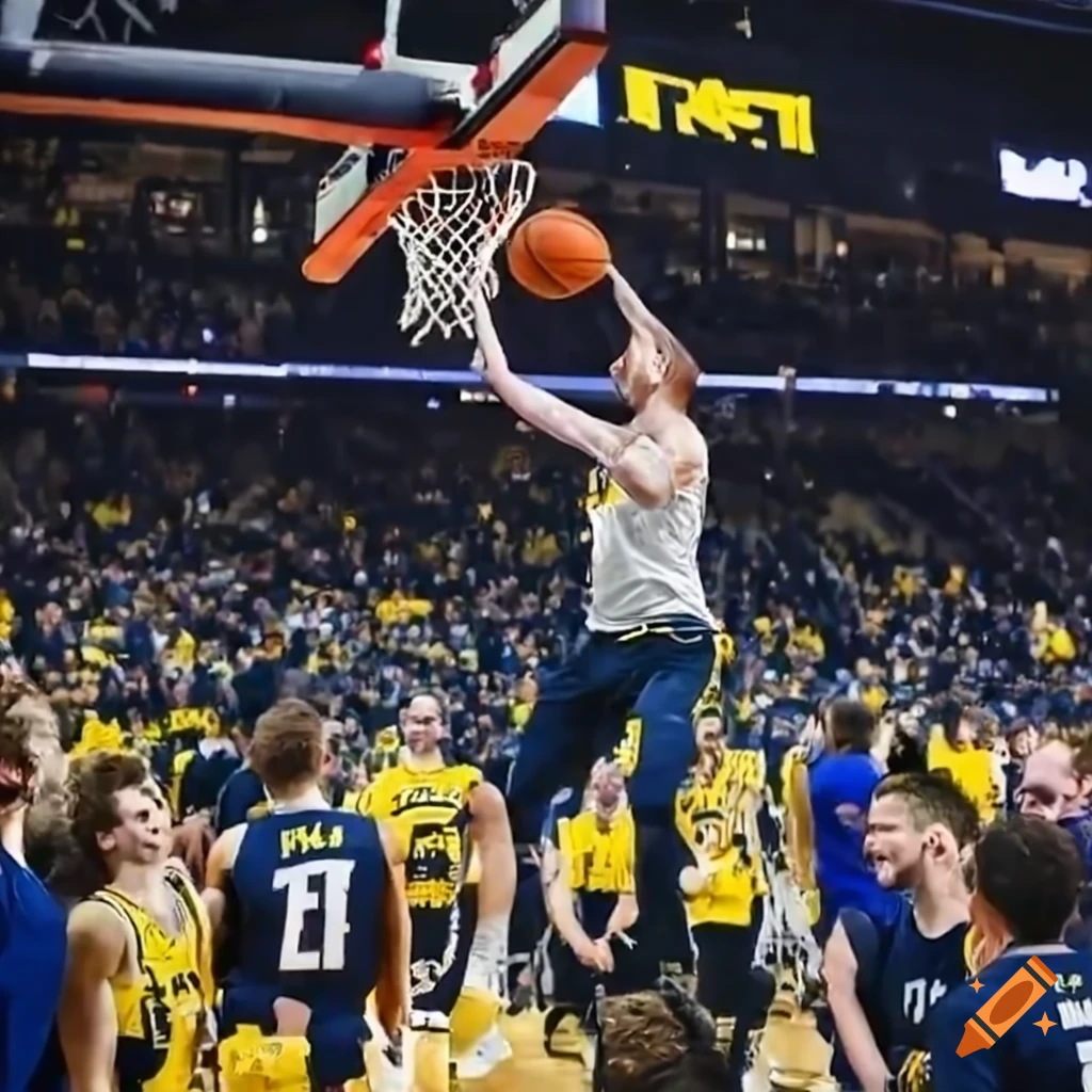 Michigan basketball celebrating national championship