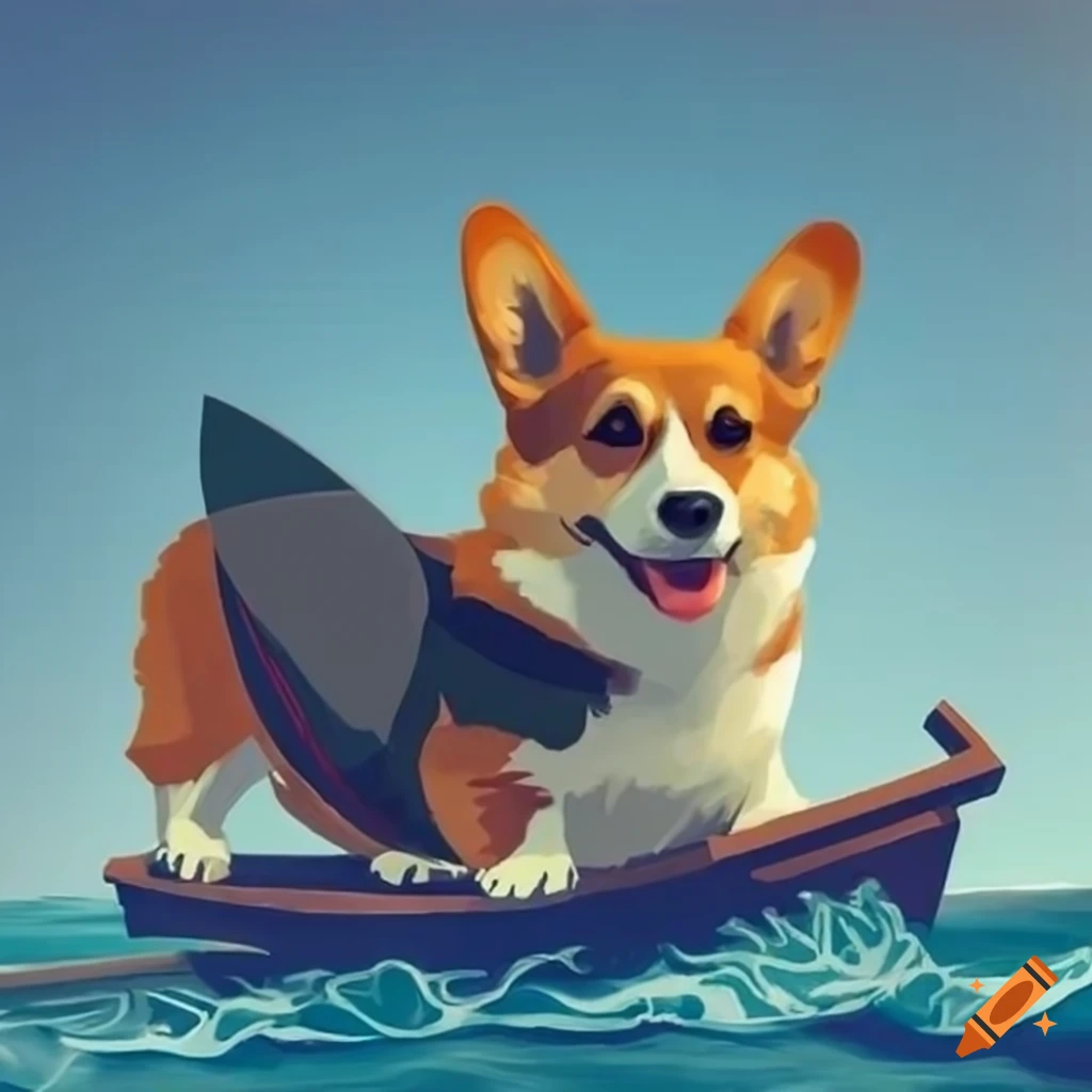 Corgi on a ship on Craiyon