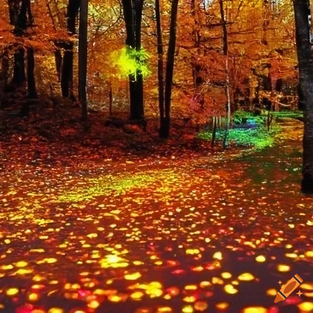 Glitch forest artwork with vibrant colors on Craiyon