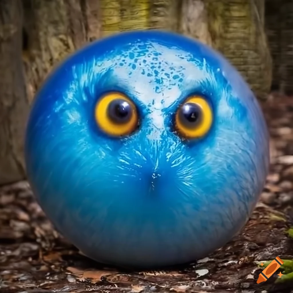 Blue ball with eyes and a mouth on Craiyon