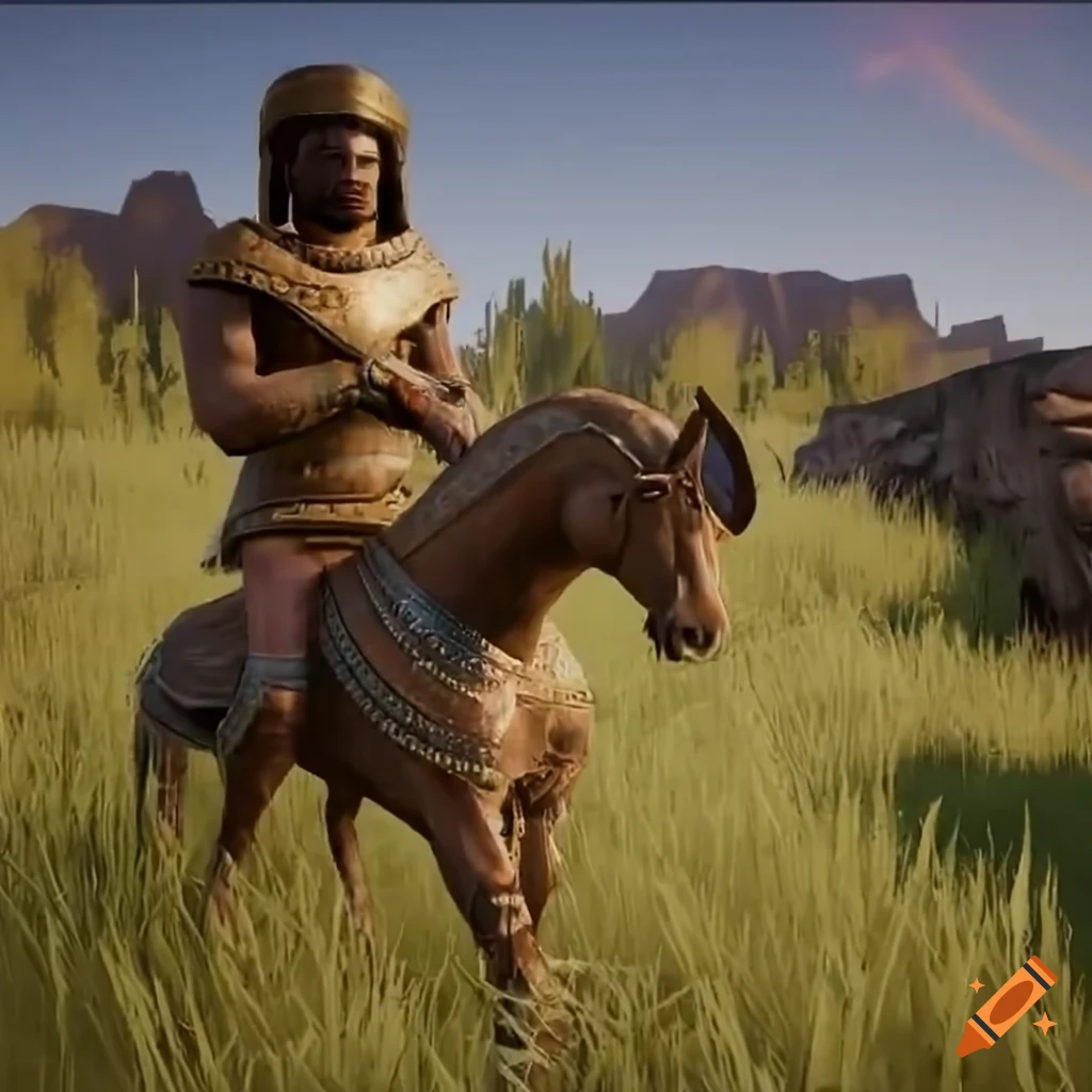 Unreal engine 5 rendering of a warrior on a golden chariot on Craiyon
