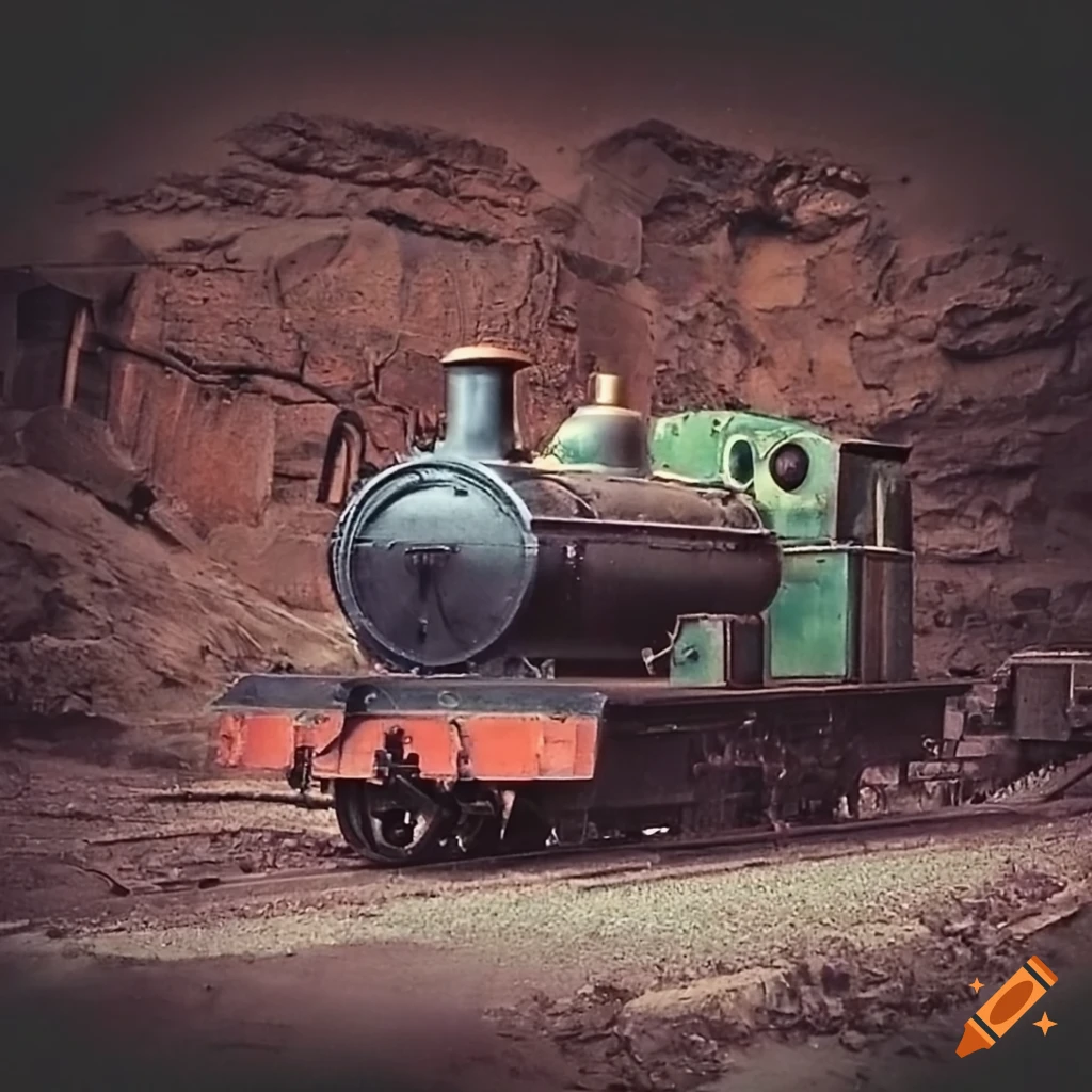 Detailed vintage photo of an english steam locomotive in an industrial ...