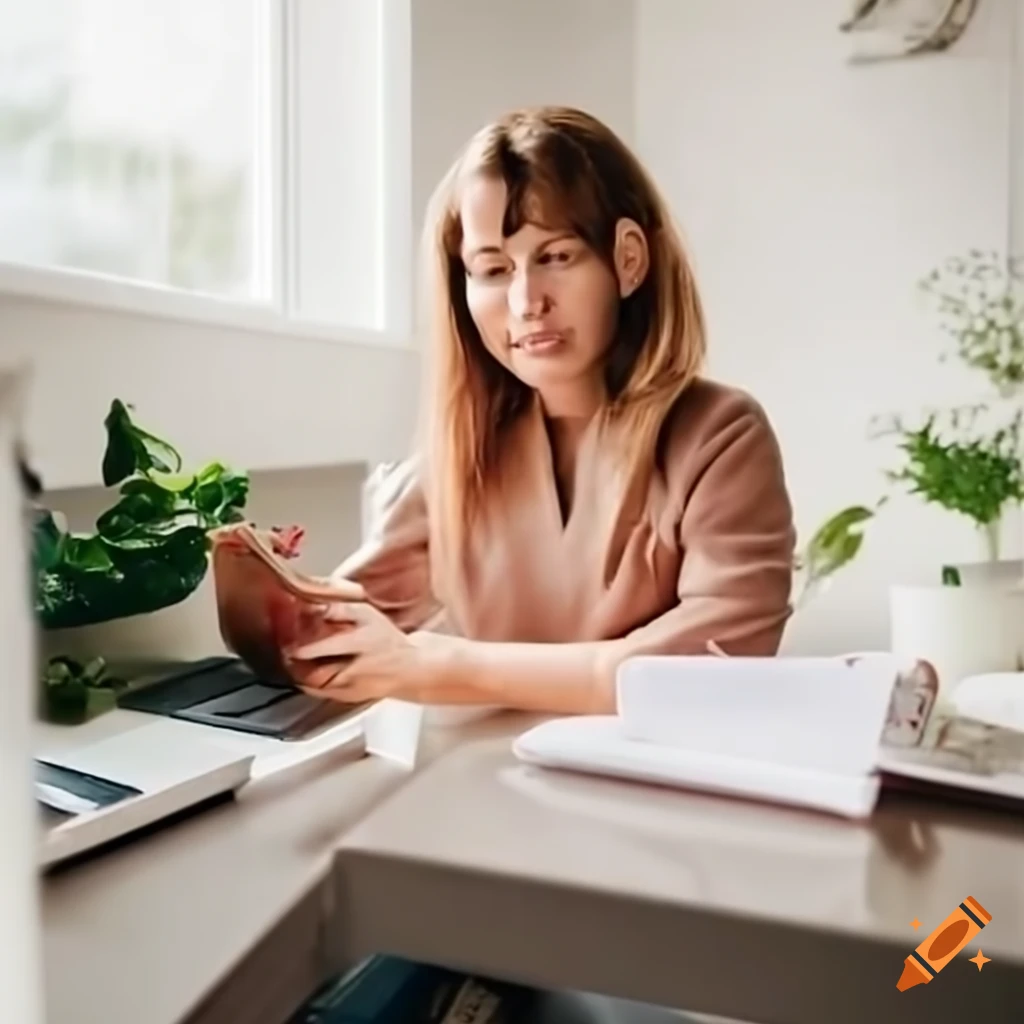 Woman working at home