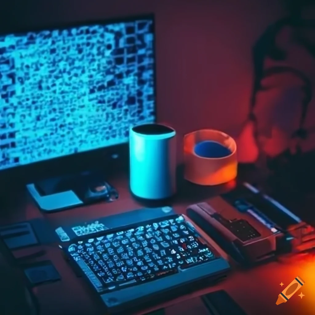 Digital art of a virus escaping a computer in a laboratory on Craiyon