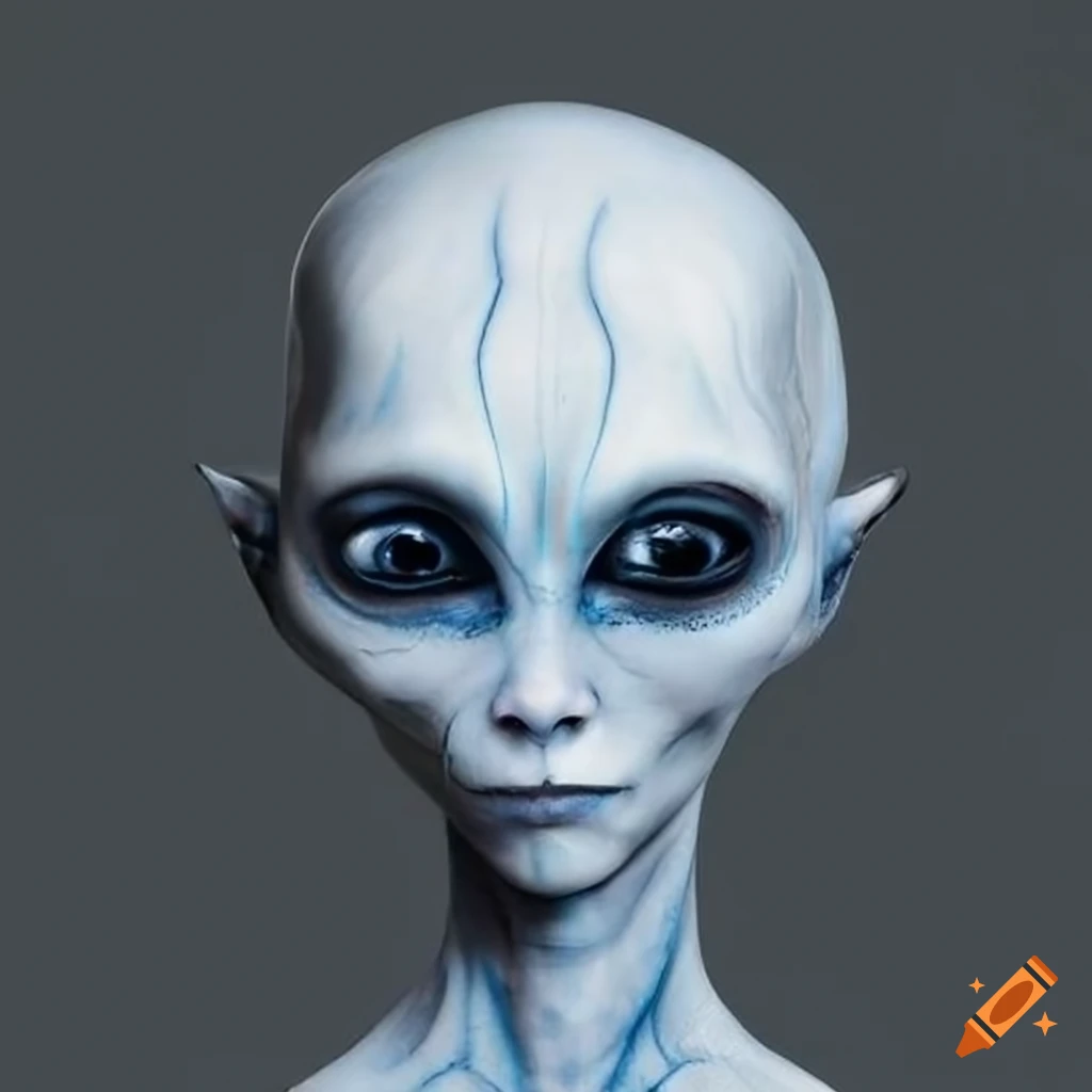 White alien with blue veins on Craiyon