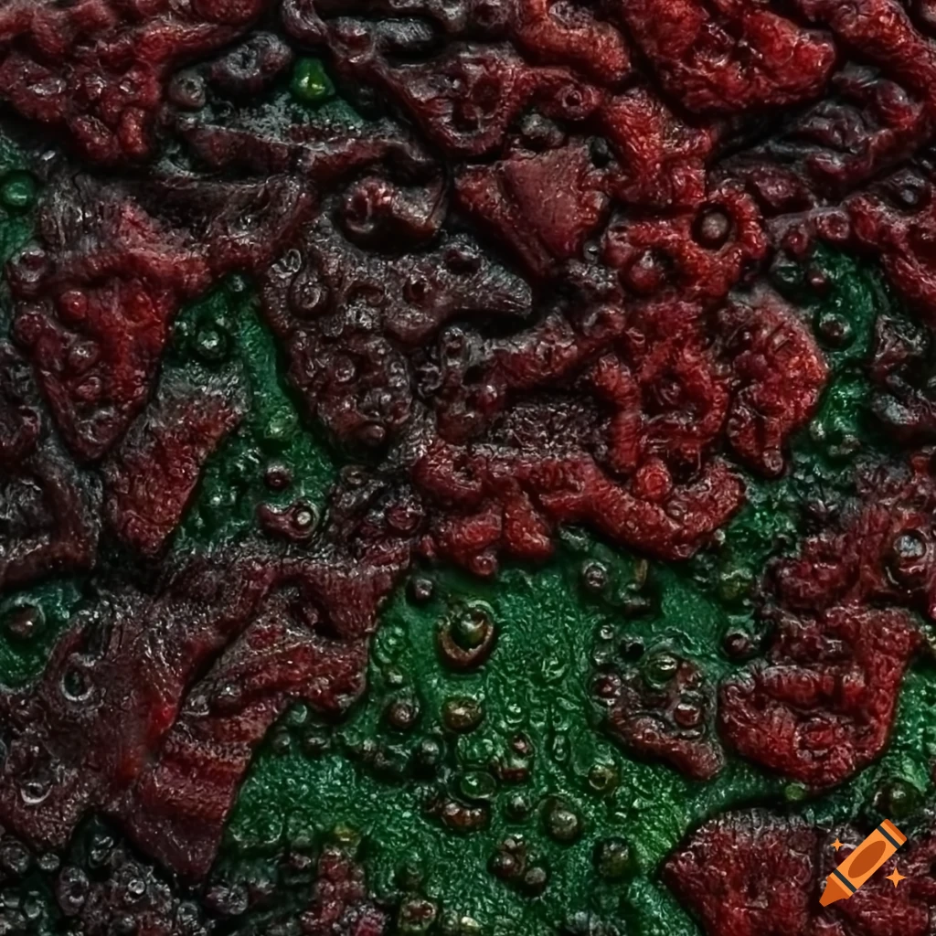 Detailed organic texture in red, green, and brown on Craiyon