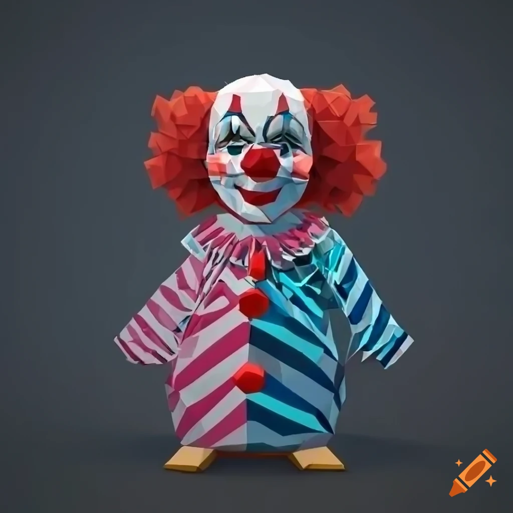 Low poly clown artwork in high definition on Craiyon