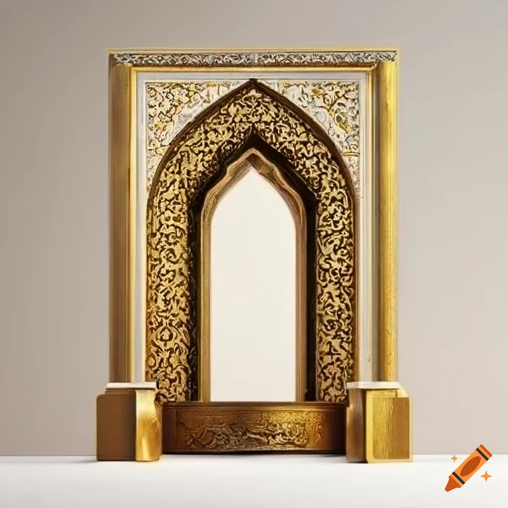 Marble and gold islamic art entrance altar on Craiyon