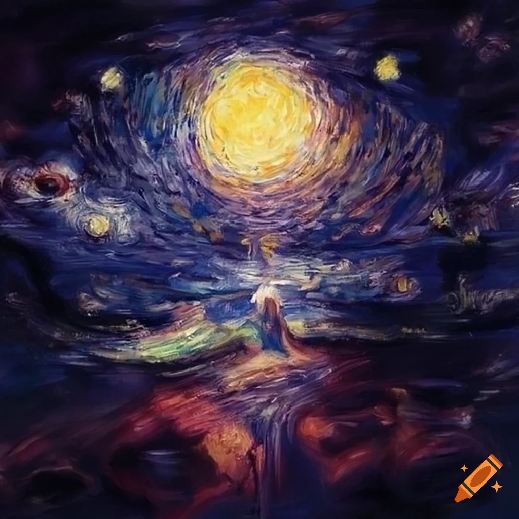 Abstract painting with sun, sky, and clouds on Craiyon