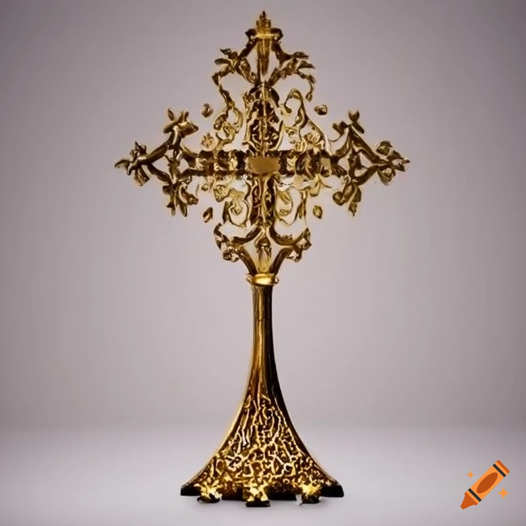 Islamic art candelabrum with gold ornaments on Craiyon