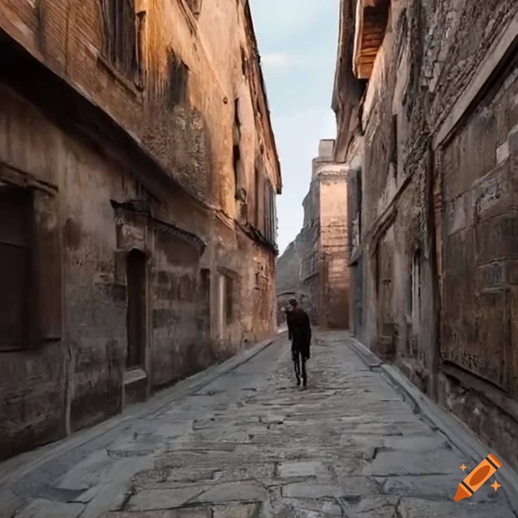 Teenager exploring an ancient town