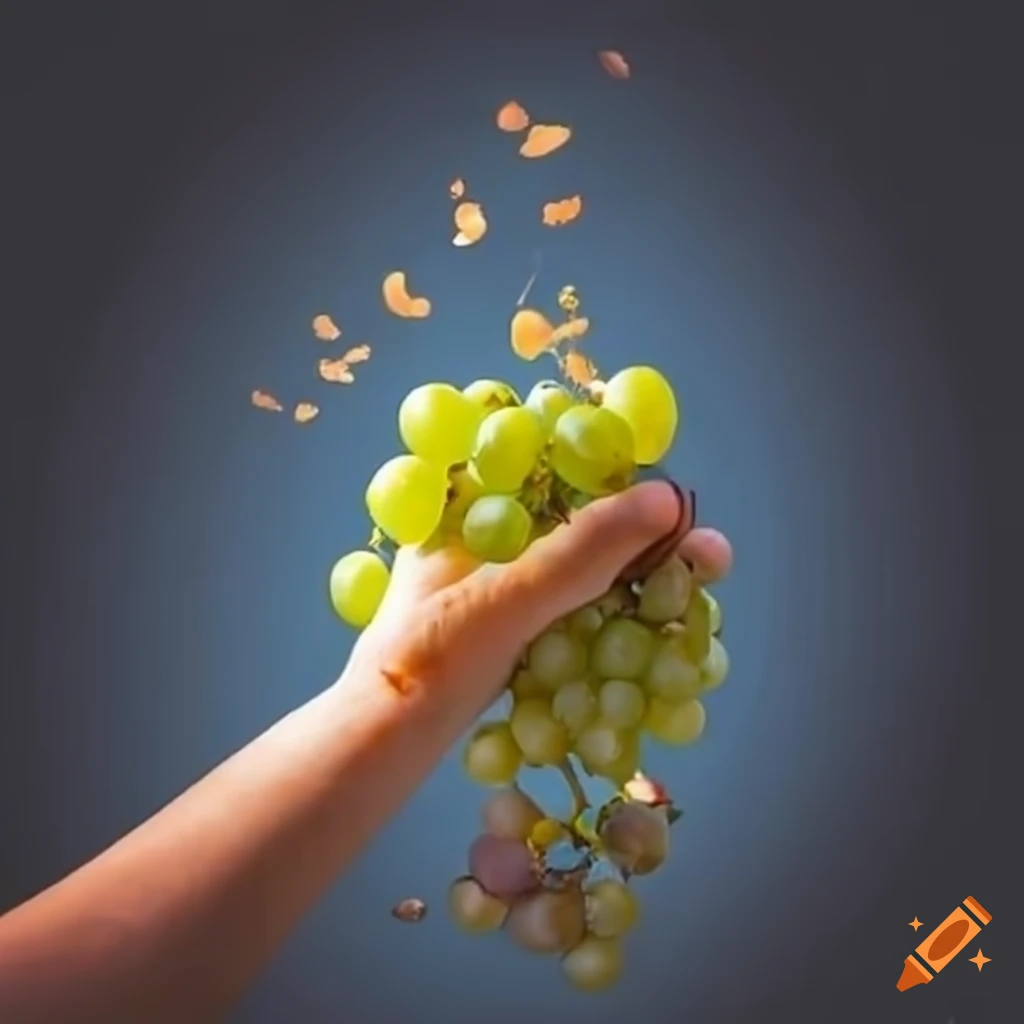 Hand crushing grapes on Craiyon