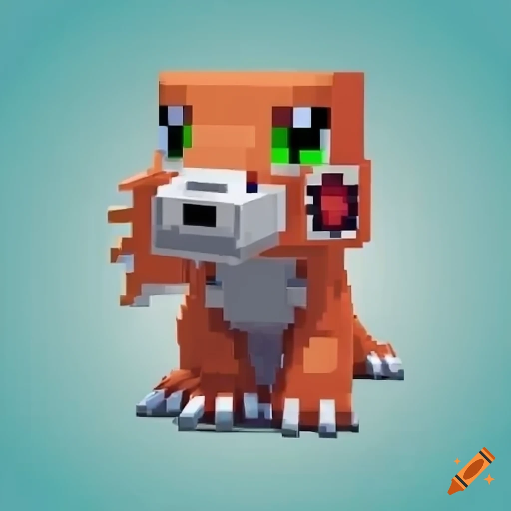 Digimon minecraft crossover artwork on Craiyon
